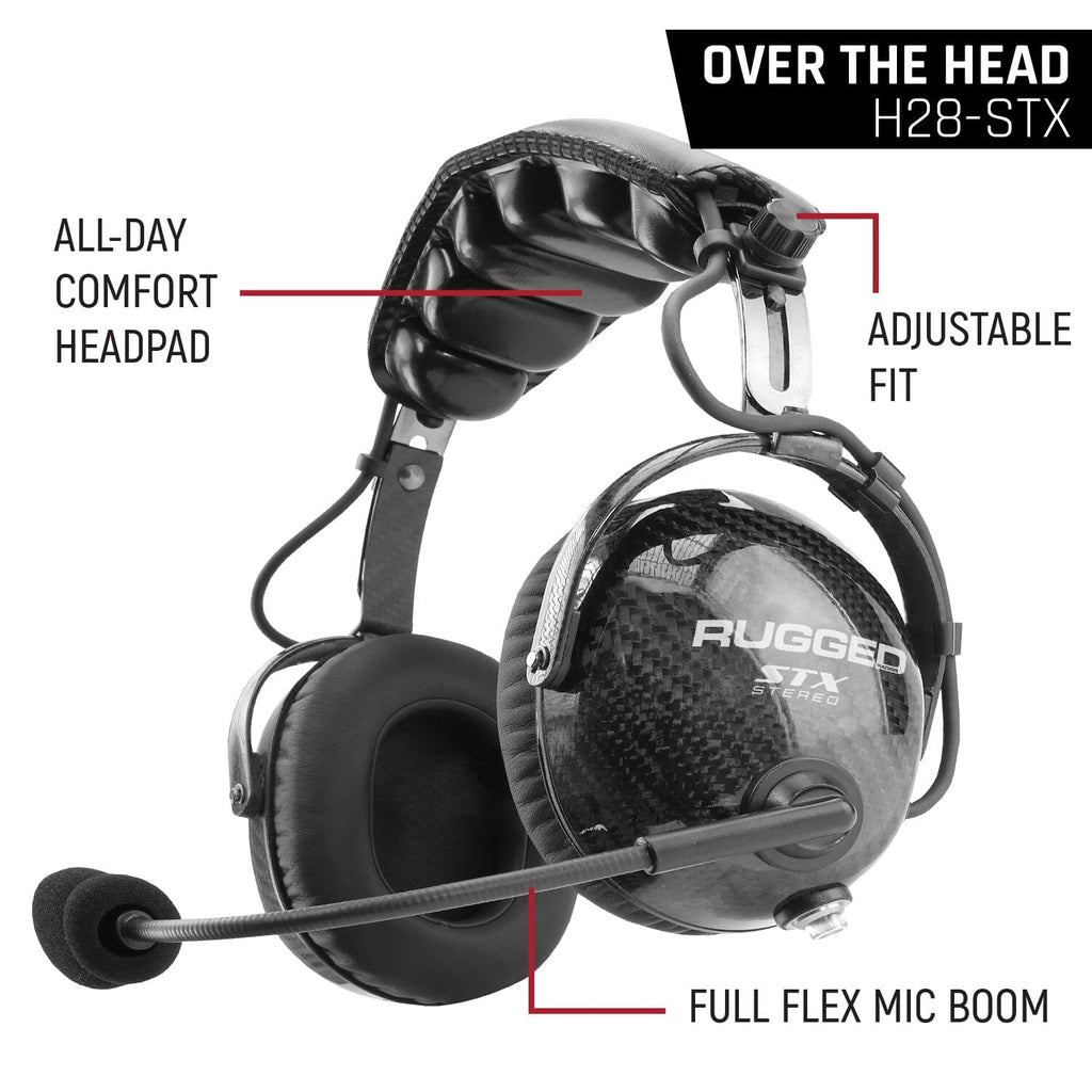 Rugged Radio AlphaBass Carbon Fiber Headset for STEREO and OFFROAD Int ...