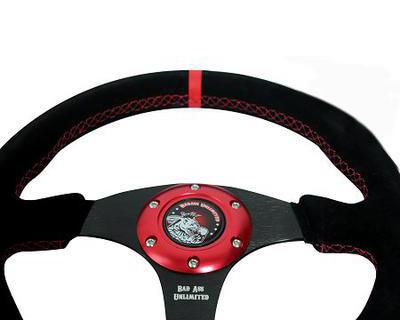 Bad Ass Unlimited - Black Suede Steering wheel with Red Stitching – Pro ...
